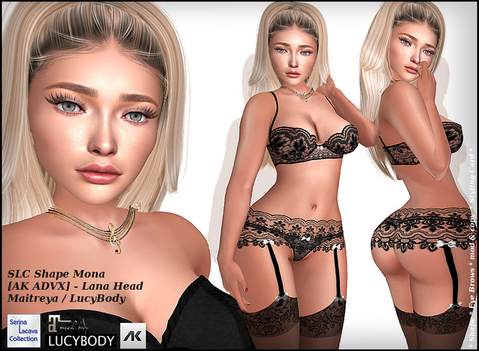 Second Life Marketplace - SLC Shape Mona [AK ADVX] - Lana Head Maitreya / LucyBody (unpac